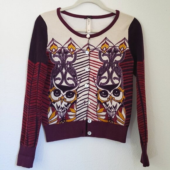 Anthropologie | Sweaters | Multicolor Artsy Anthropologie Fitted Button ...